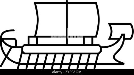 quinquereme ancient ship line icon vector illustration Stock Vector ...