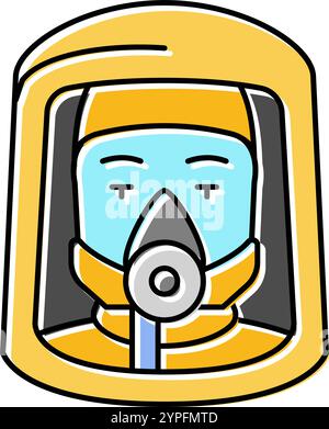radioactive mask face line icon vector. radioactive mask face sign ...