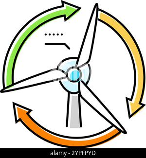 blades rotation wind turbine color icon vector illustration Stock ...