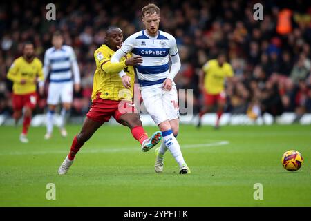 Watford's Edo Kayembe battles for the ball against Sheffield United's ...