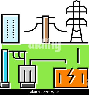grid connectivity electric icon color illustration Stock Vector Image ...