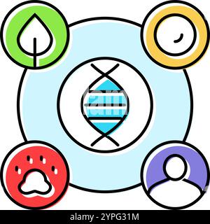 genomic data analysis cryptogenetics color icon vector illustration ...