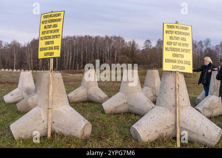 Concrete barriers that are part of Poland's East Shield fortification ...