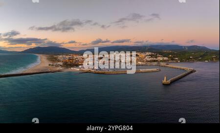 Aerial View of Tarifa's Coastal Landscape and Marina in Spain Stock ...