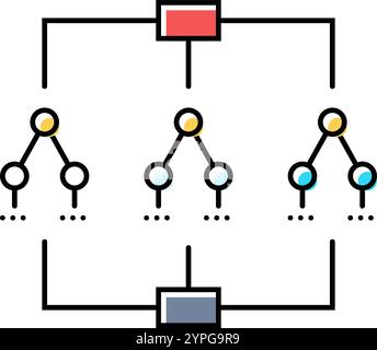 decision tree algorithm color icon vector illustration Stock Vector ...