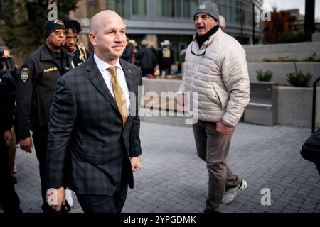 Vanderbilt head coach Clark Lea walks off the field after the team's ...