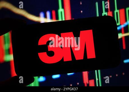 In this photo illustration, a 3M Company logo seen displayed on a ...