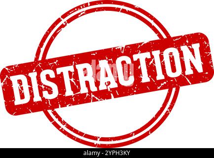 distraction round stamp isolated on transparent background. distraction ...