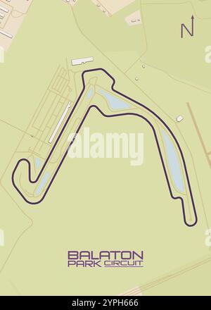 The image depicts a detailed map of the Balaton Park Circuit, a race ...