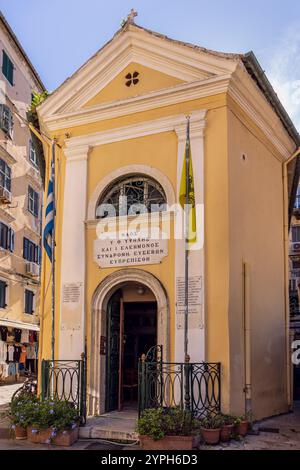 Historic Center of Corfu town. Streets of Corfu city Greece ...