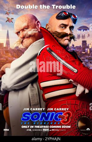SONIC THE HEDGEHOG 3, character poster, Jim Carrey as Gerald Robotnik ...