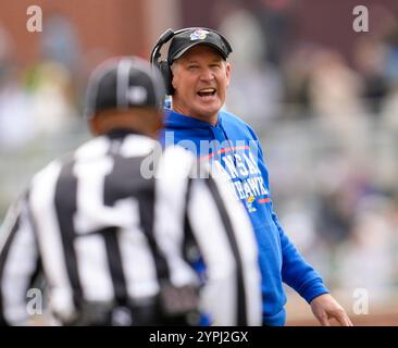 Kansas head coach Lance Leipold speaks during the Big 12 NCAA college ...