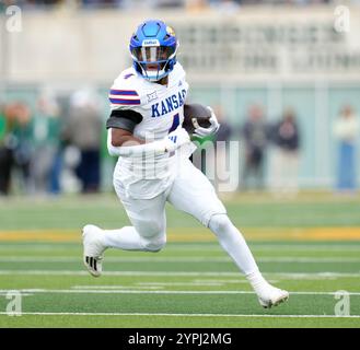 Kansas running back Devin Neal runs the 40-yard dash at the NFL ...