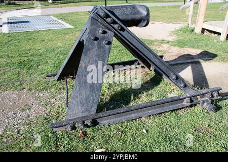 Train bumper at Roundhouse Park on Bremner Boulevard in downtown ...