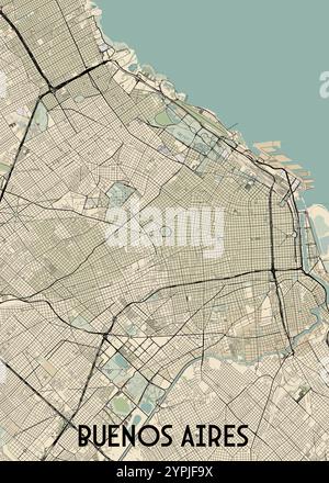Detailed map of Buenos Aires city administrative area. Royalty free ...