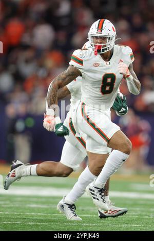 Miami tight end Elijah Arroyo speaks during a press conference at the ...