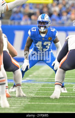 Detroit Lions David Long Jr. (43) on the sidelines before an NFL ...