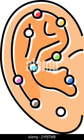 ear points acupuncture color icon vector. ear points acupuncture sign. isolated symbol ...