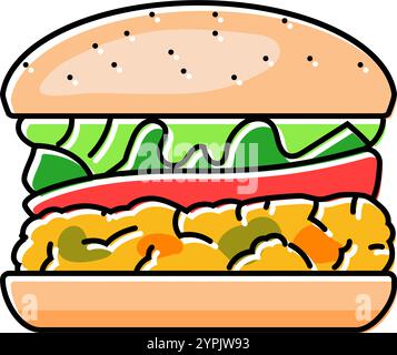 veggie burger food color icon vector illustration Stock Vector Image ...