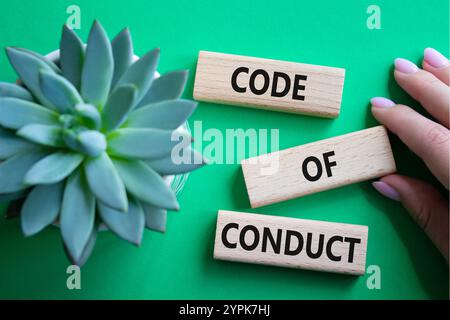 Code of conduct symbol. Wooden blocks with words Code of conduct ...