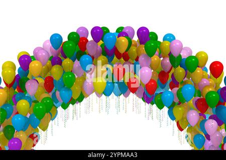 Multi color balloons arch isolated on white. 3D render Stock Photo - Alamy