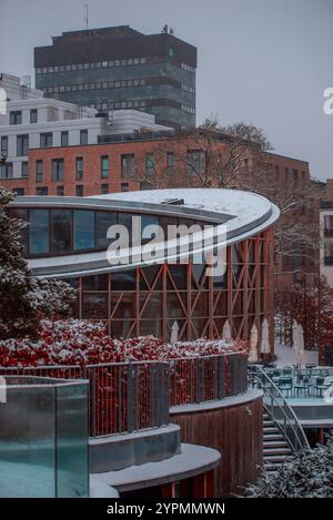 Snowy rooftops of traditional Danish buildings near Hans Christian ...