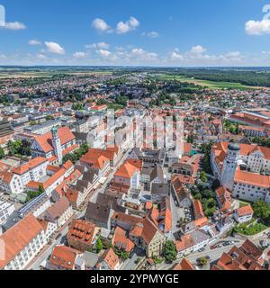 Aerial view of the district town of Dillingen in the Swabian Danube ...