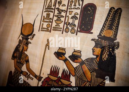 reproduction of ancient egyptian art on real papyrus Stock Photo - Alamy