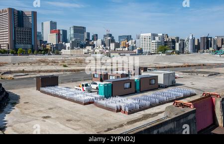 Construction site in Tokyo downtown, Japan. Site facilities on ...