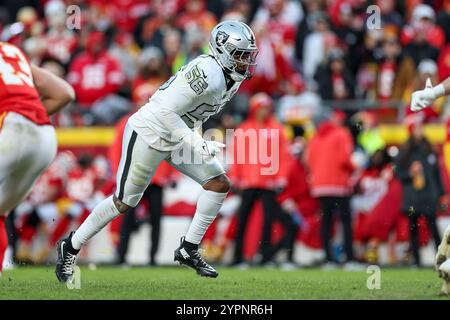 Las Vegas Raiders linebacker Amari Gainer walks on the sideline before ...