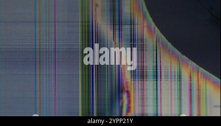Pixel damage. Mesh screen. Distorted digital channel signal of cracked ...