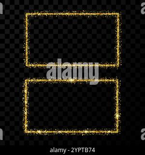 Gold rectangle frame. Two modern shiny frames with light effects ...
