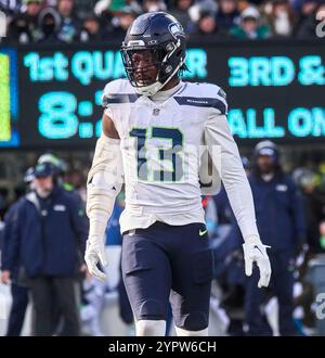 Seattle Seahawks linebacker Ernest Jones IV (13) looks to throw during ...