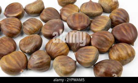 edible chestnuts isolated on white background Stock Photo - Alamy