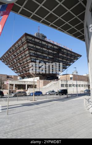 The building of the Slovak Radio shaped like an inverted pyramid Stock ...