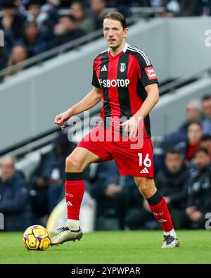 Sander Berge of Fulham runs with the ball during the Premier League ...