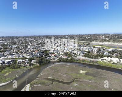 Aerial view of Wealthy Encinitas town in San Diego South California ...