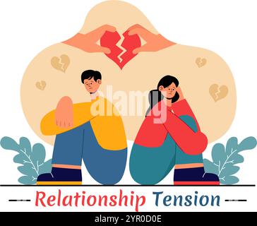 Relationship Tension Vector Illustration featuring a Young Couple ...