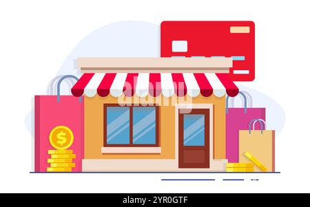 store shopping front cartoon Stock Vector Image & Art - Alamy
