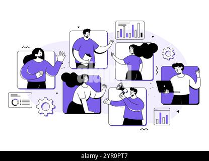 Workflow and business management illustration landing page concept ...
