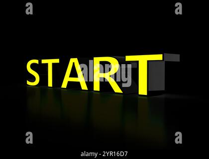 Yellow and black start sign is showing beginning, commencement or ...