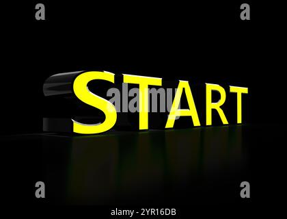 Yellow and black start sign is showing beginning, commencement or launch Stock Photo - Alamy