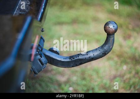 Close up, black car tow hitch.view of the vehicle hitch closeup Stock ...