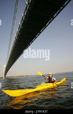 Man Kayaking on the Hudson River Waterway In Hudson Valley New York ...