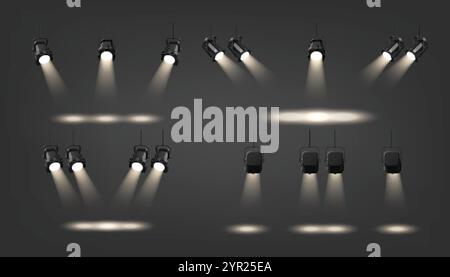 Professional stage spotlights with various beam configurations ...