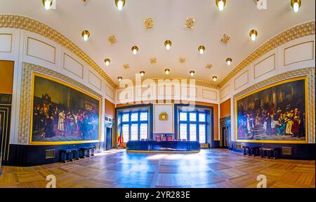 Interior of Brozik Assembly Hall of Old Town Hall of Prague with ...