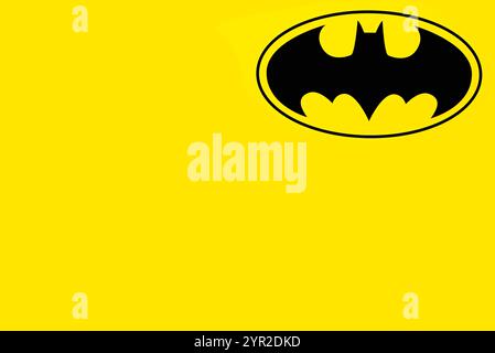 Classic Batman logo isolated on a bright yellow background Stock Photo ...