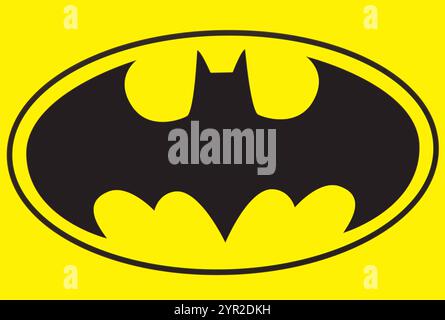 Classic Batman logo isolated on a bright yellow background Stock Photo ...