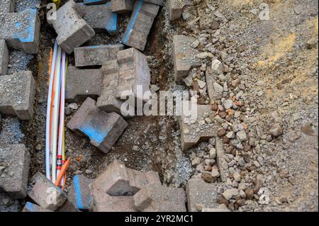 Construction Site Demolition Revealing Concrete Floor Rebar and ...