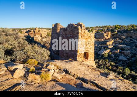 View of Twin Towers and Unit Type House at Hovenweep National Monument ...